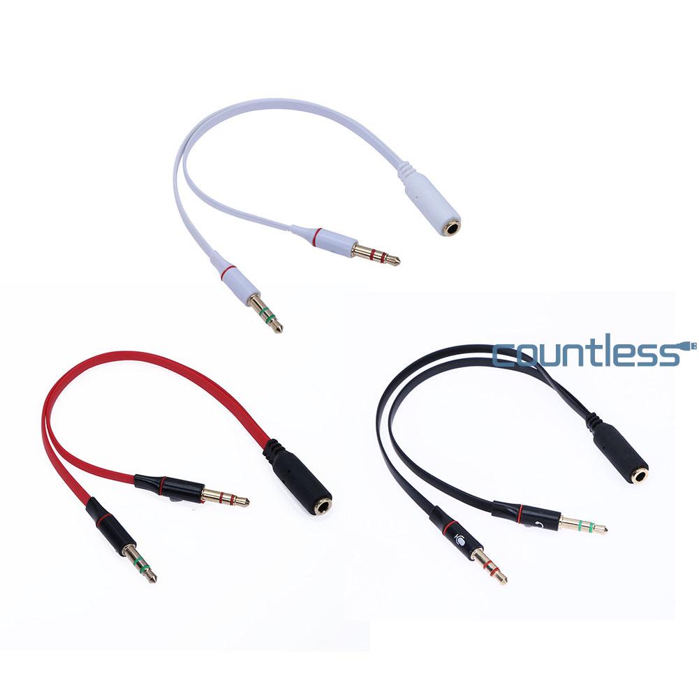 3.5mm 1 to 2 Audio Cable Single-hole Computer Headphone Mic Adapter ...