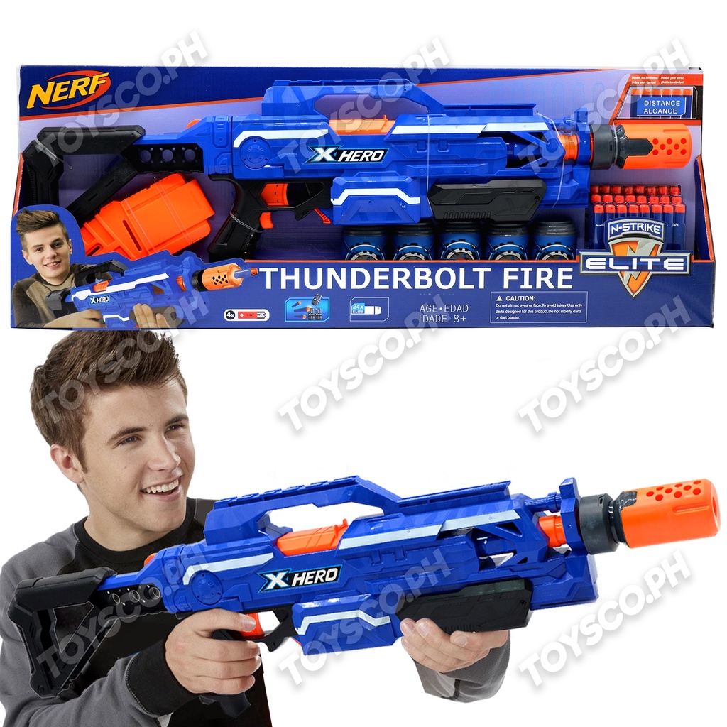 NF X Hero Elite Pro 30" Thunderbolt Fire Rapid Strike Blaster Soft Bullet Battery Operated w ...