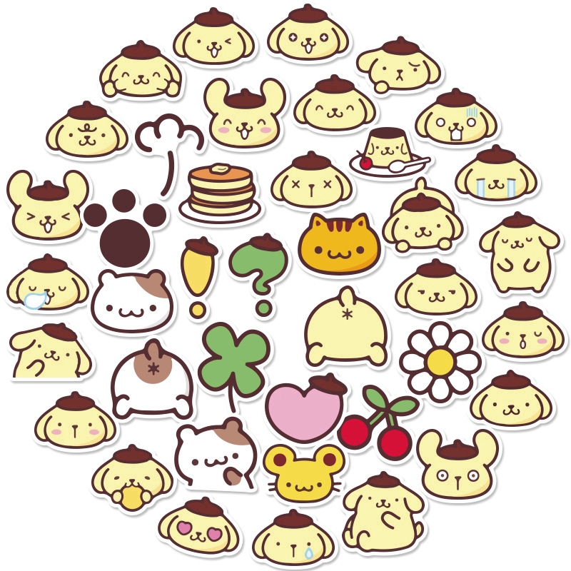 40 pcs Sanrio Cute Pom Pom Purin Waterproof Stickers for Notebook ...