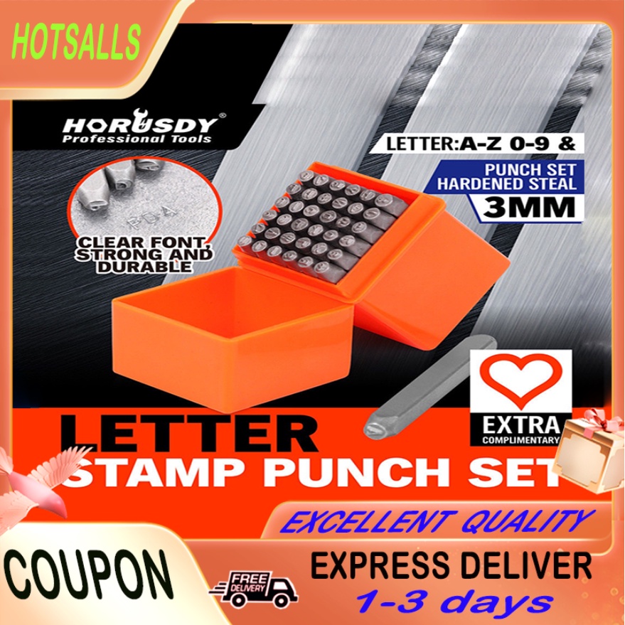 37pcs Number and Letter Punch Set Hardened Steel Metal Hollow Punch Set ...