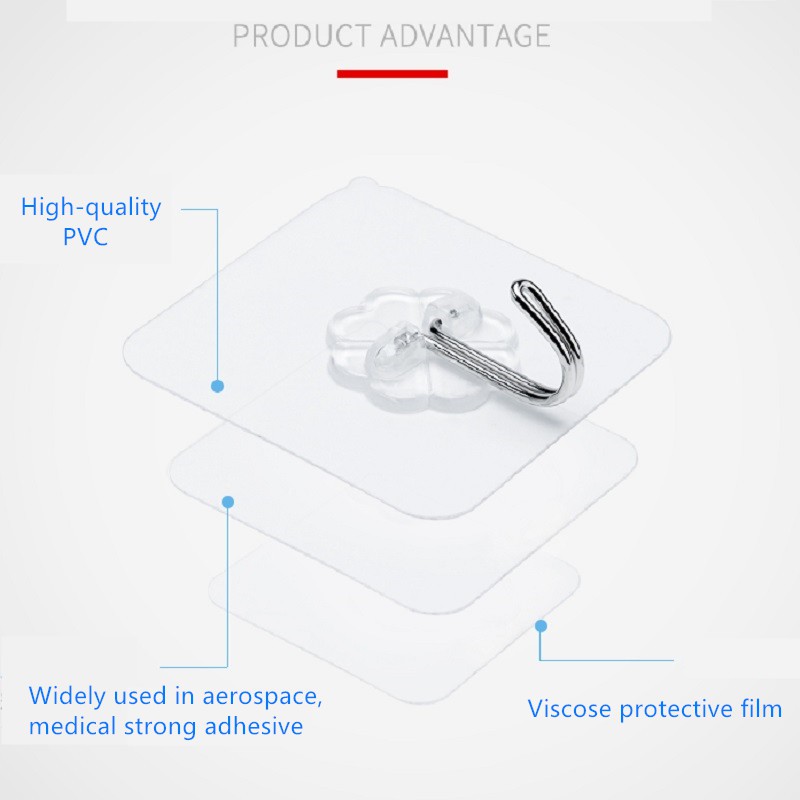 10PCS Magic Hook Without Nails Transparent Strong Sticky Heavy Magic ...