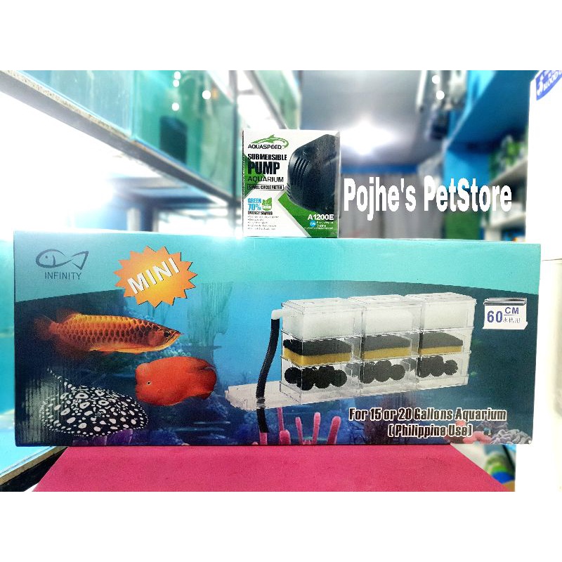 INFINITY TRICKLE FILTER SET WITH FREE SUBMERSIBLE PUMP FOR 5 GALLON UP ...