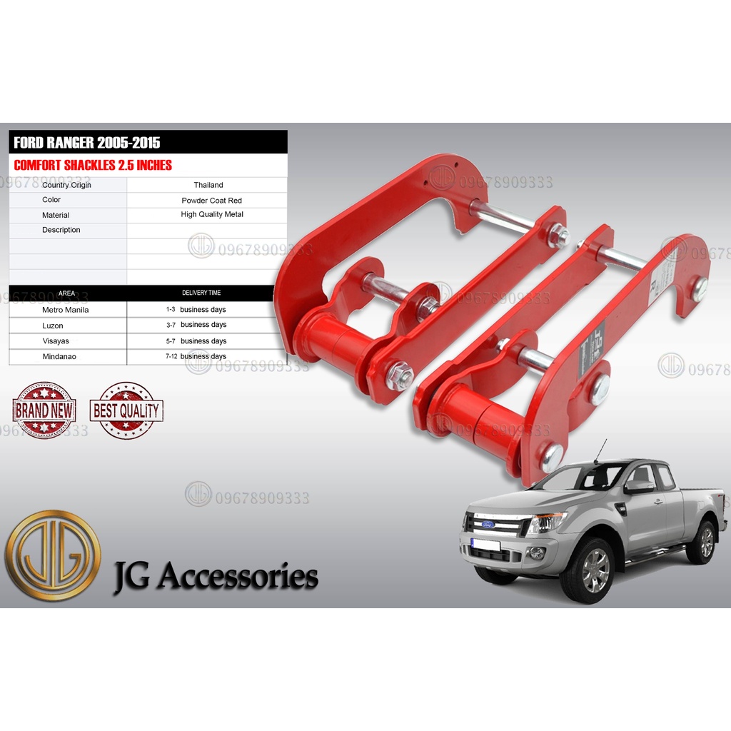 FORD RANGER T6/WILDTRAK/XLT/TREKKER 2005-2015 2.5INCH/REAR SHACKELS ...