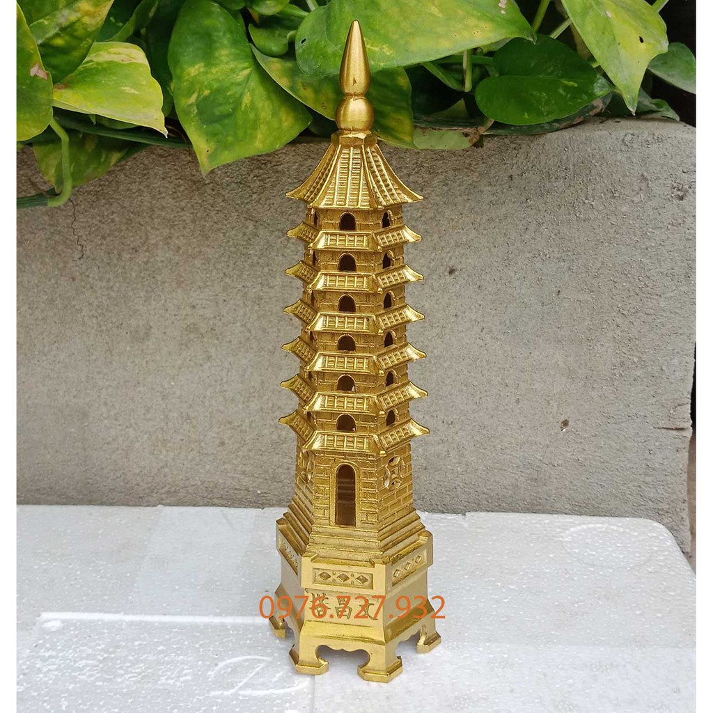 7-storey Van Xuong tower, 23cm high, made of bronze, Van Xuong tower made of Dong Cau Dat ...