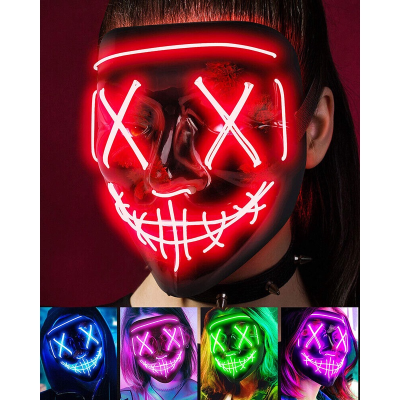 Halloween Glowing Led Mask Masquerade Party Glow-in-the-Dark Face Cover ...