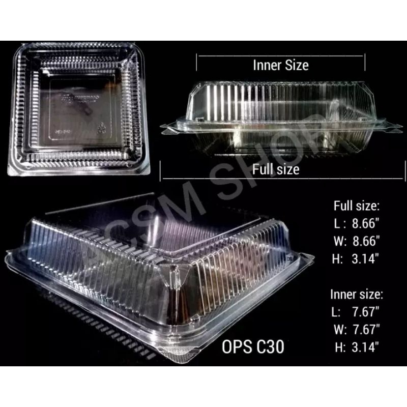 (10pcs) Square CLAMSHELL L200 , C30 / L300 - Square food container ...