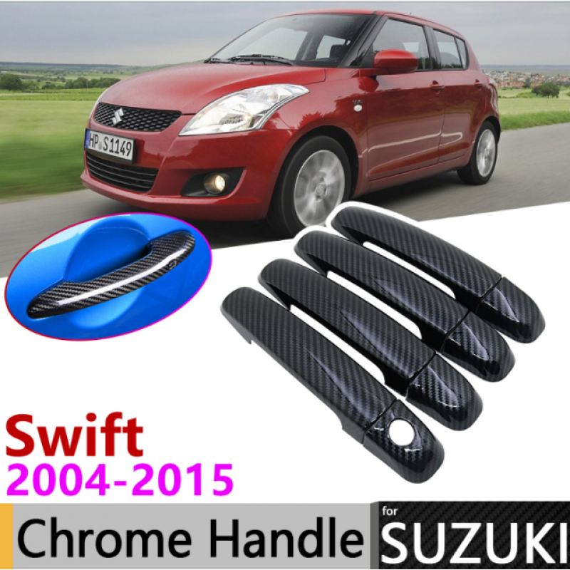 Black Carbon Fiber Cover For Door Handle For Suzuki Swift Maruti DZire ...