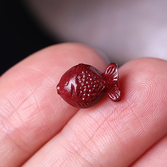 5A Natural Cinnabar Fish Zinnober Genuine Vermilion Single Bead DIY ...