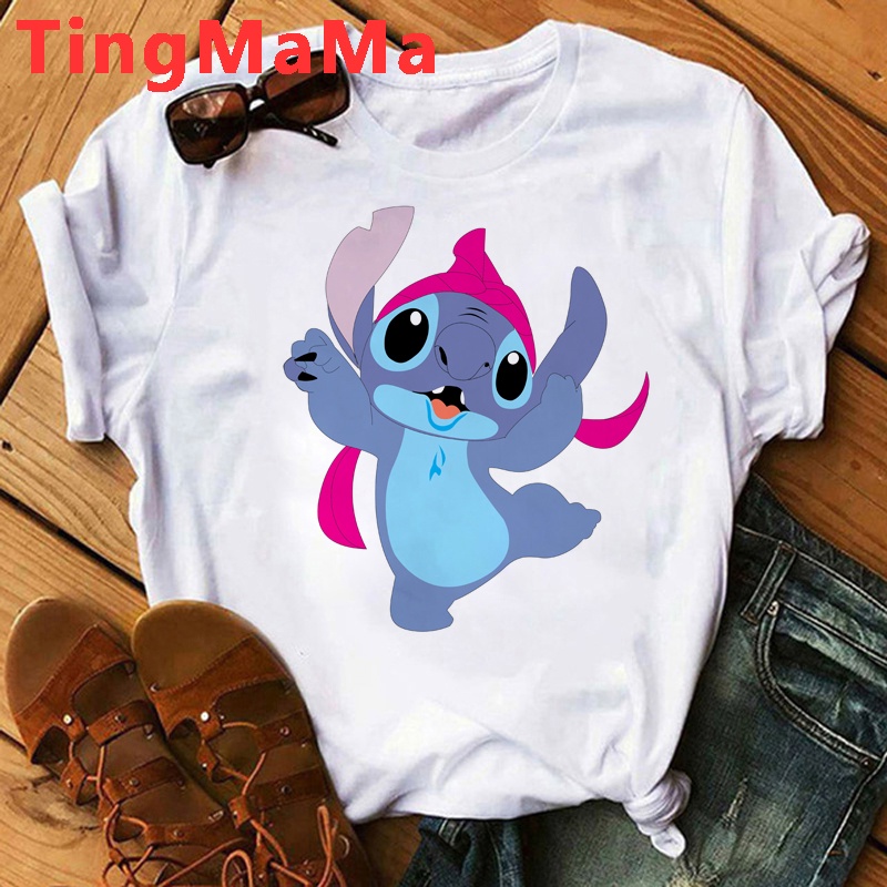 Lilo Stitch Ohana clothes t-shirt female couple clothes 2022 vintage ...