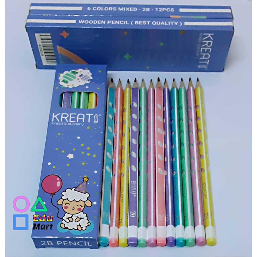Wooden 2B Pencil 6 Colors Mixed 木制2B铅笔6色混装 Pensil 2B Kayu 6 Warna ...
