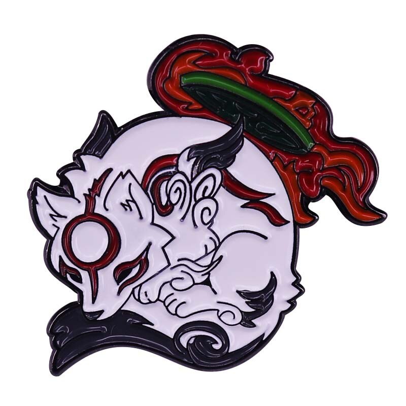 Sun Goddess Amaterasu enamel Pin Okami Wolf Brooch Japan Video Game ...