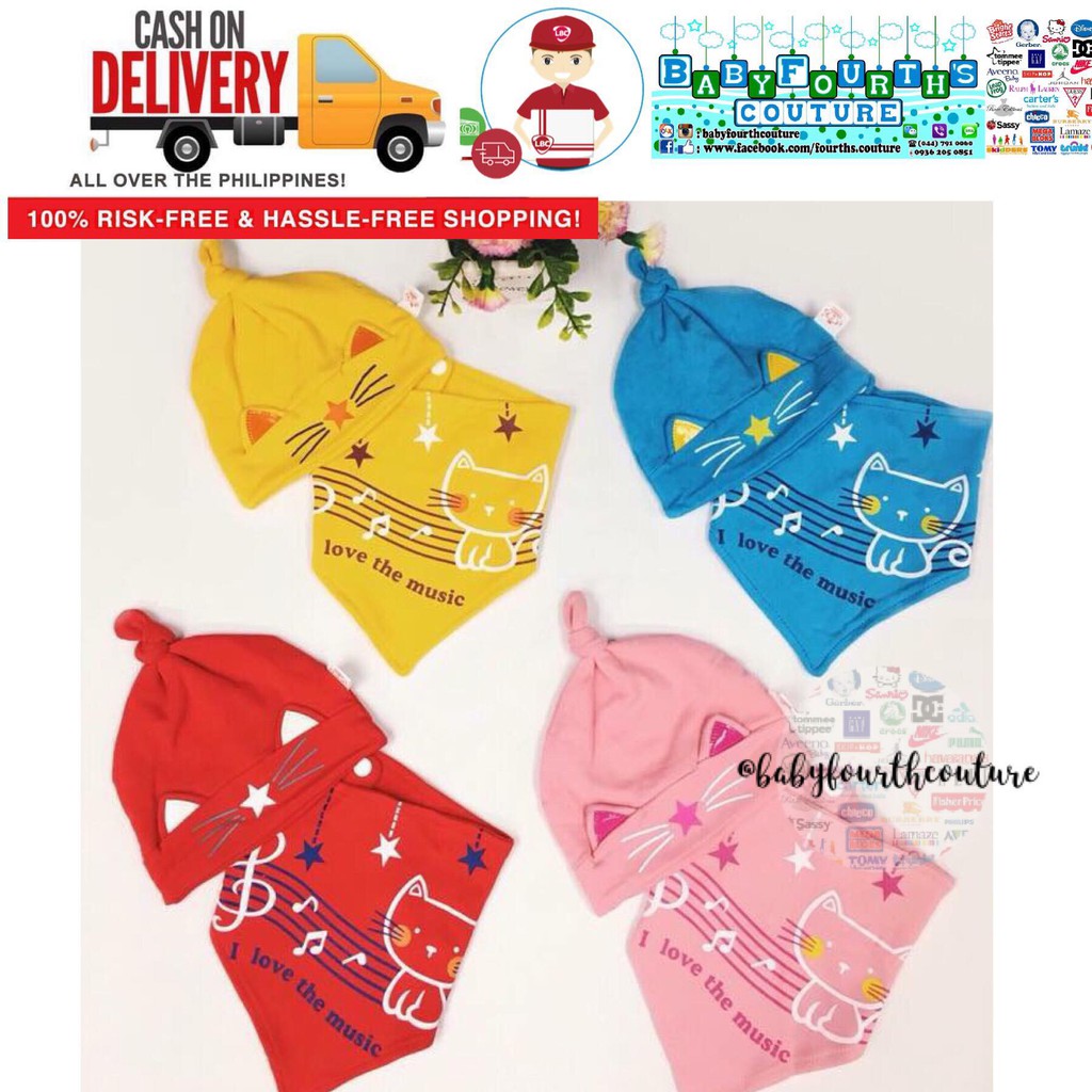 COD Baby Bonnet & Bib Set for baby | Shopee Philippines