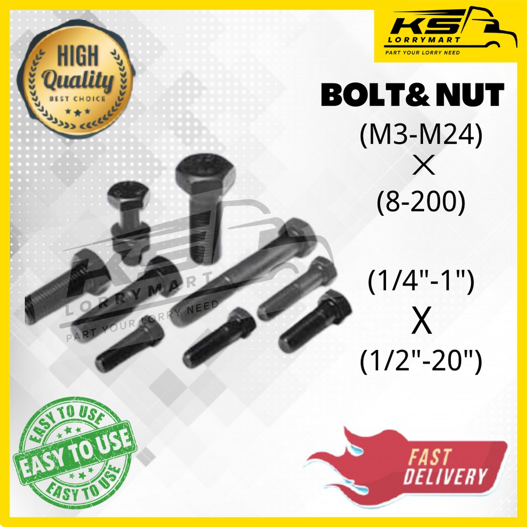 KS BOLT & NUT (1/4" / 5/16")X(1/2"/5/8"/3/4"/7/8" (1"/2" (1/4" 1/2" 3/4 ...