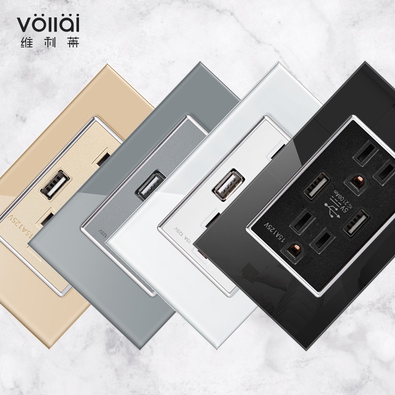 Vollai 15amp outlet socket for wall 2 Gang Universal Electrical Socket ...
