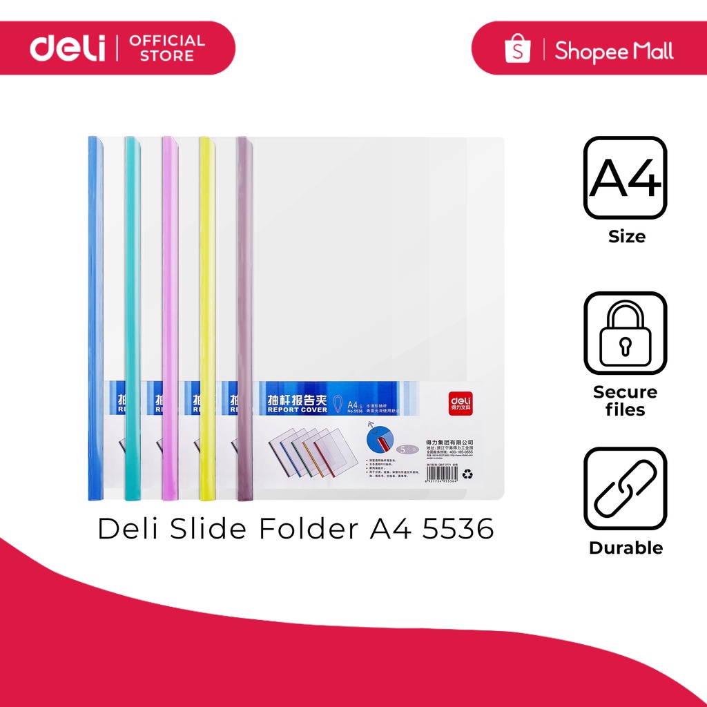Deli 5536 File Organizer- Slide Folder A4 (5PCS) [75125536P5] | Shopee ...