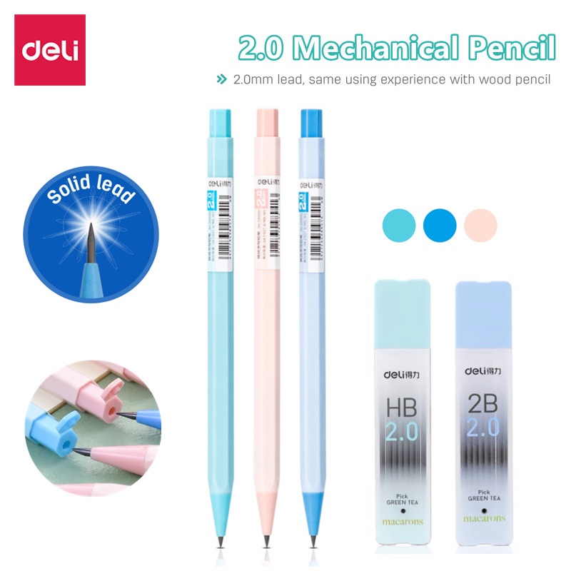 Deli Mechanical Pencil 2.0mm HB 2B Kawaii Pencils For Writing Kids ...