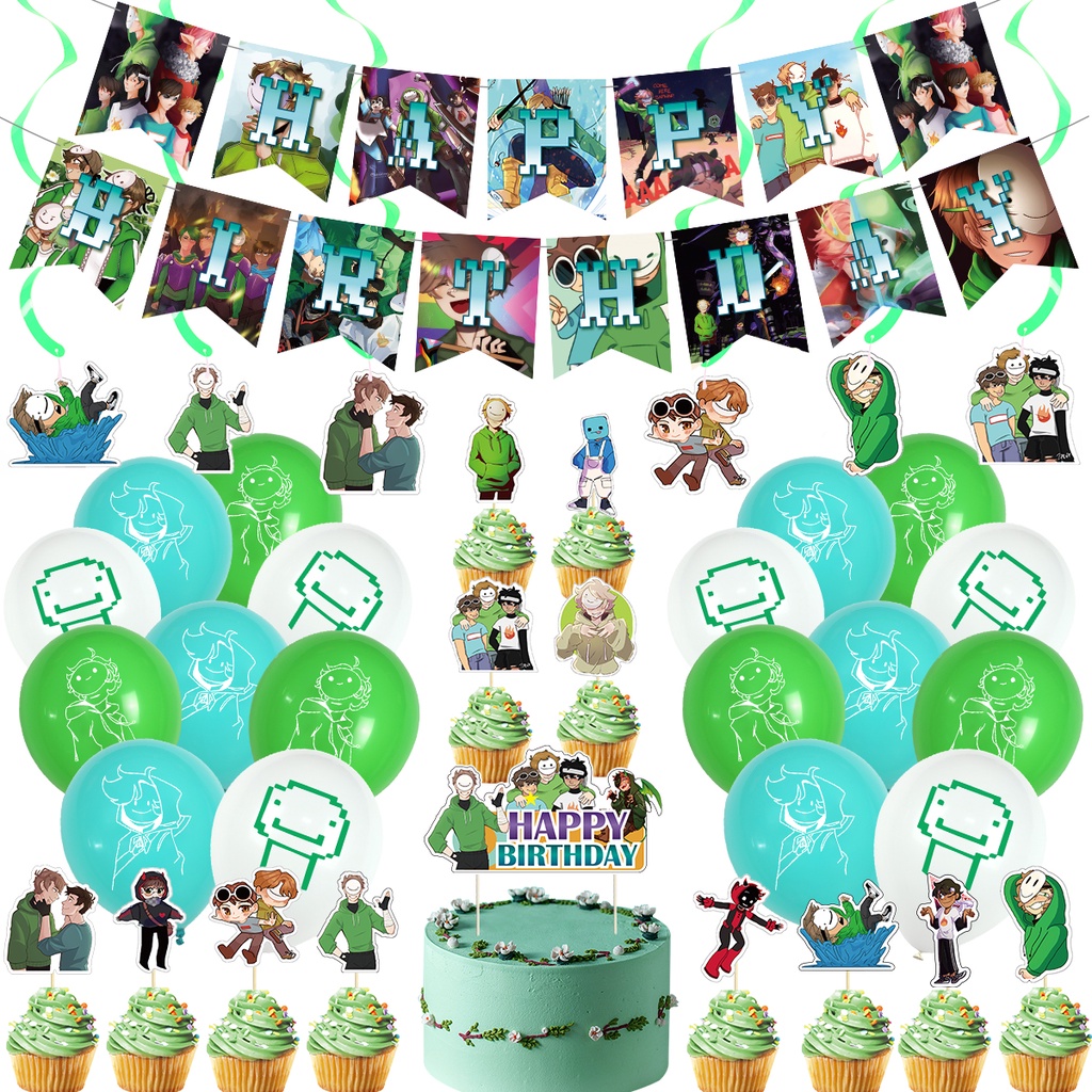 Dream SMP Minecraft Balloons My World Letters Bunting Flags Spiral ...