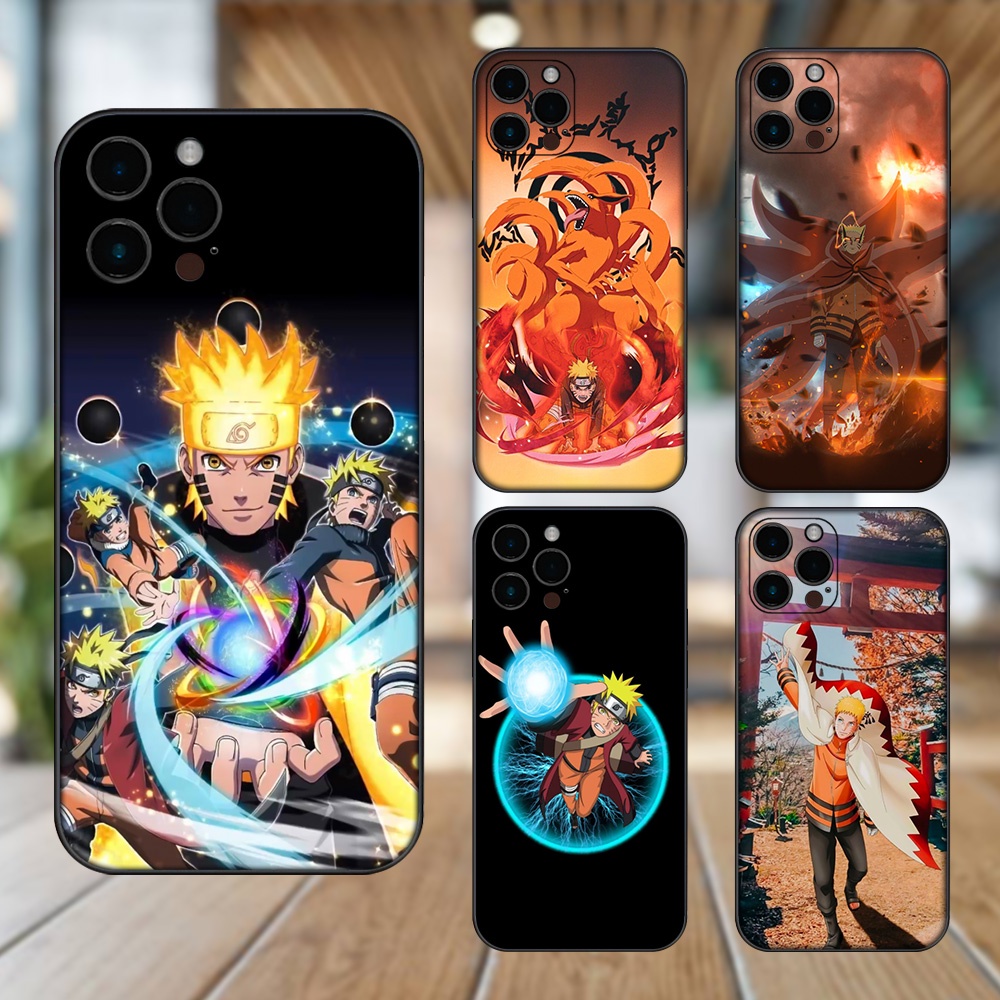 Iphone 12 Pro Max flexible black square edge case with Uzumaki Naruto ...