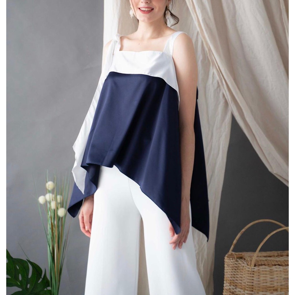 Amber Silk Flowing Top | Top | Navy | Blouse | Shopee Philippines