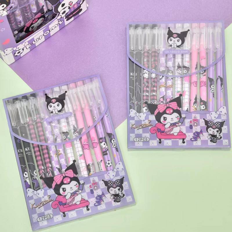 6Pcs/lot Sanrio Kuromi Cartoon Erasable Pen Blue Black Ink Magic Gel ...