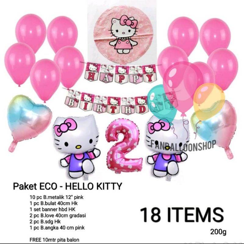 Hello Kitty theme Happy Birthday Decoration Package / Hello Kitty theme ...