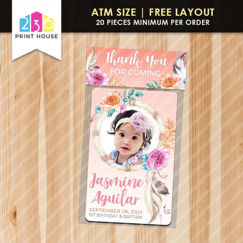 Boho Ref Magnet Souvenir • ATM Size • FREE Layout • Baptism or Birthday ...