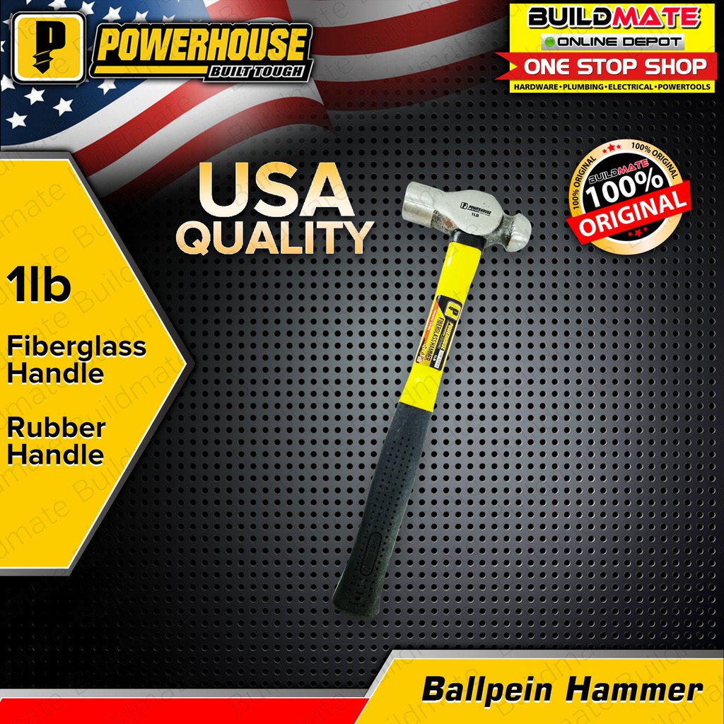 Buildmate x POWERHOUSE Ballpein Hammer Fiberglass Handle SOLD PER PIECE ...