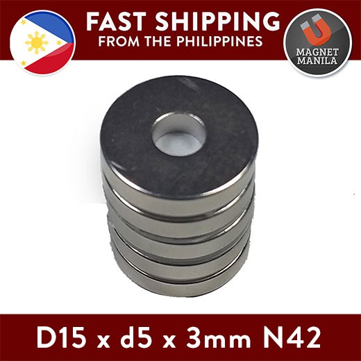 Magnet Manila 10pcs D15mm X D5mm 3mm N42 Strong Neodymium Ring Magnet ...