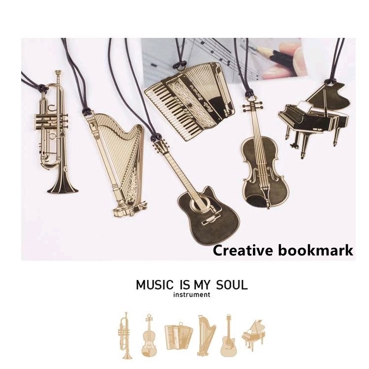 6 models optional musical instrument metal bookmark exquisite literary ...