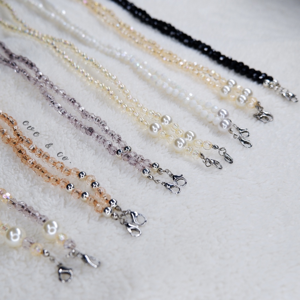 Mask Strap Crystal Pearl Bead Necklace Lanyard Holder | Shopee Philippines