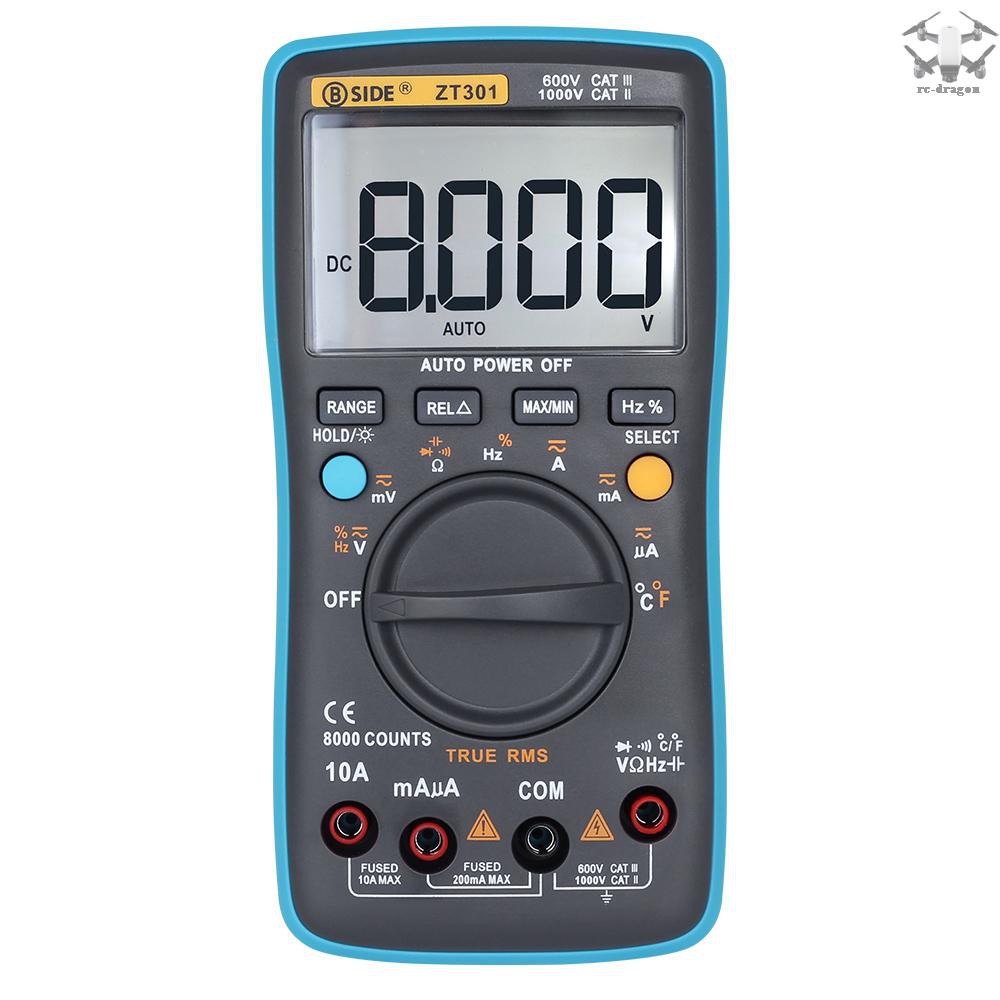 BSIDE Digital Multimeter AC DC Voltage Current 8000 Counts ZT301 ...