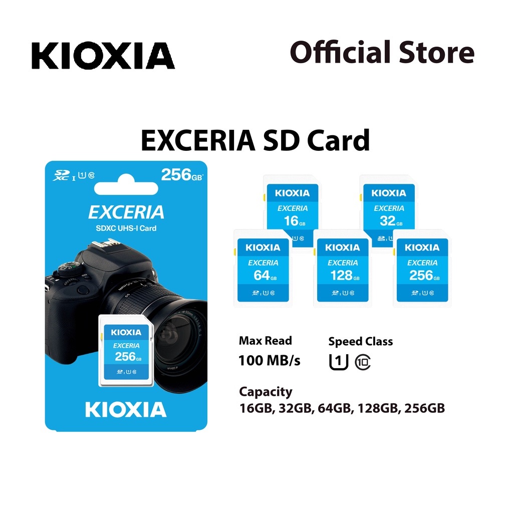 KIOXIA Exceria SD Card C10 U1 Class 100mb/S Speed In 16gb 32gb 64gb 128gb | Shopee Philippines