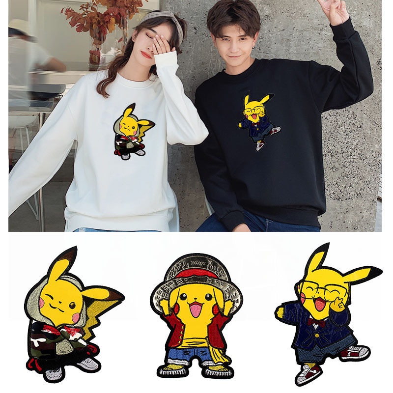 Pokemon Patches Pikachu Stickers Anime Cute Patch Cartoons Embroidery ...