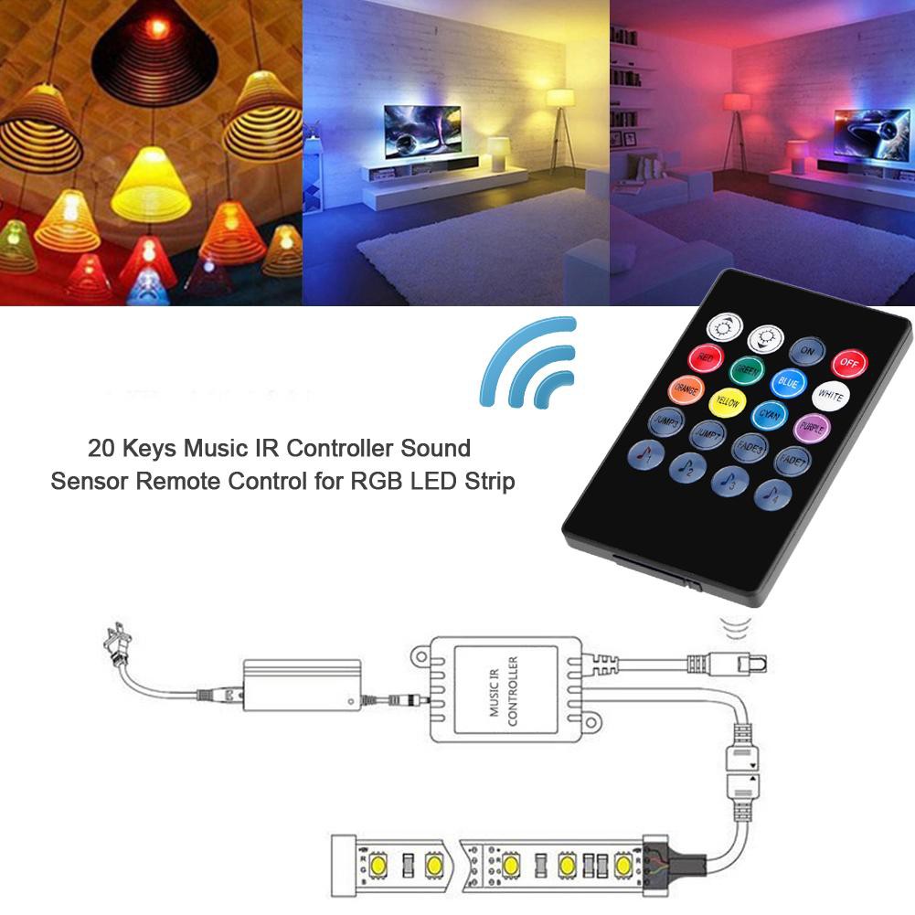 20 Keys Music IR Controller Sound Sensor Remote Control for RGB LED ...