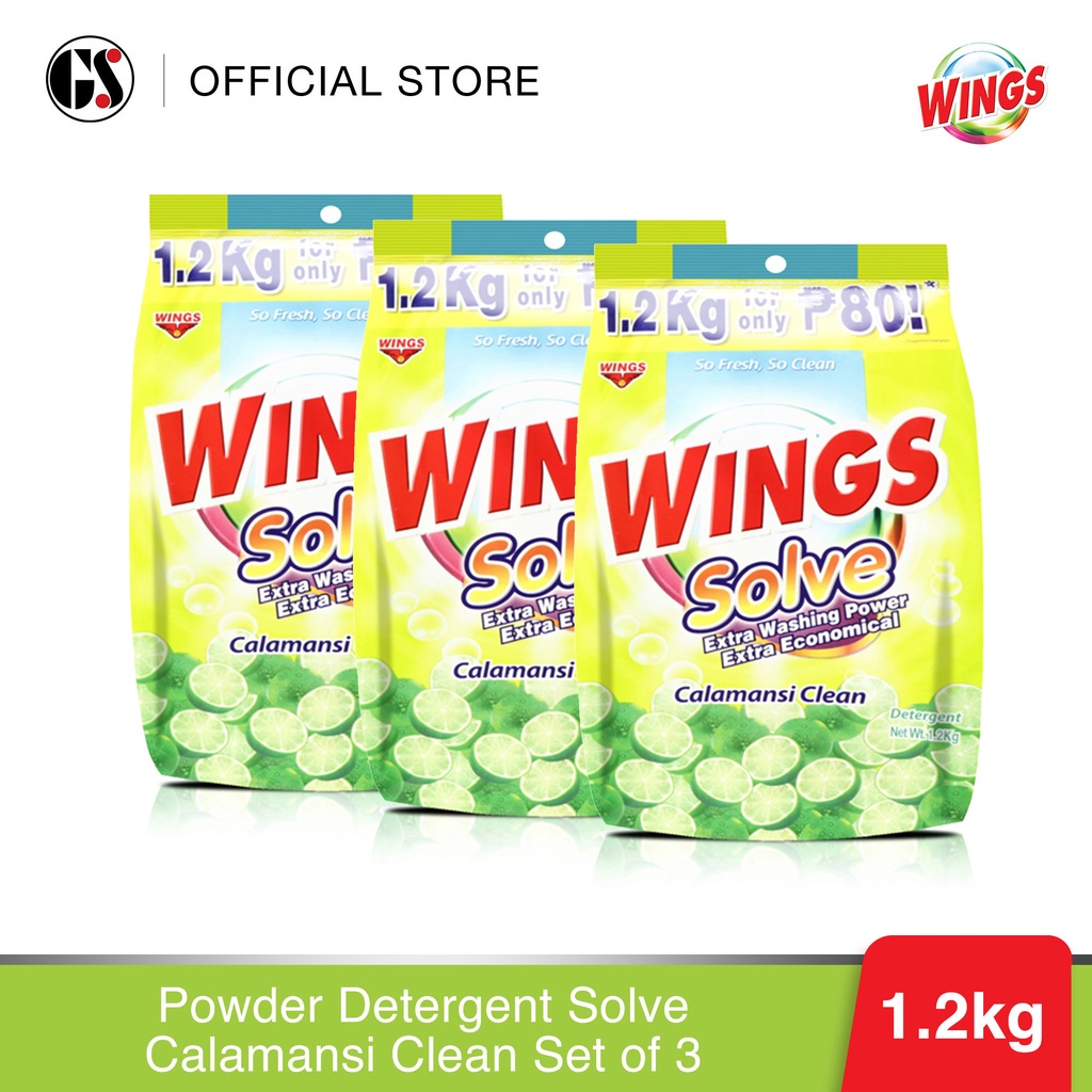 Wings Solve Calamansi Clean Powder Detergent 1.2kg Set of 3 | Shopee ...