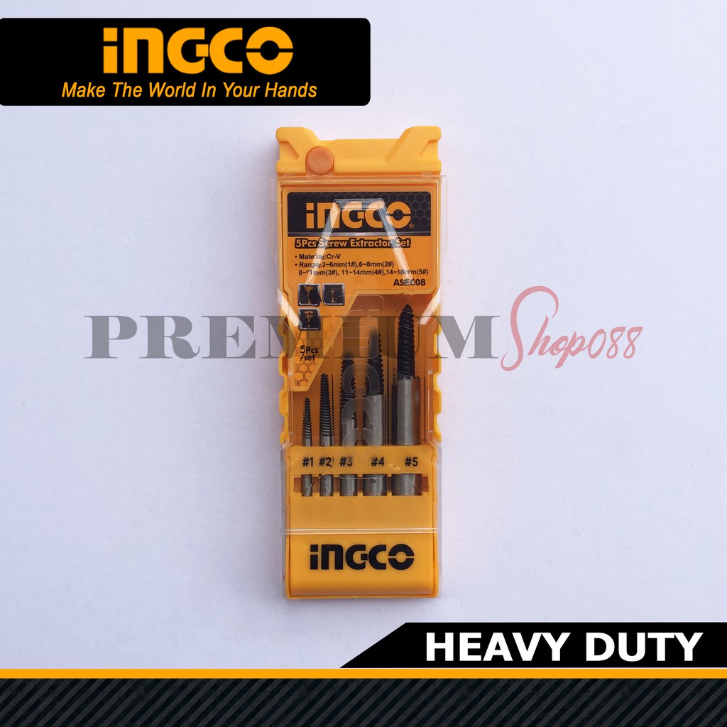 INGCO Screw Extractor Set 5Pcs ASE008 | Shopee Philippines
