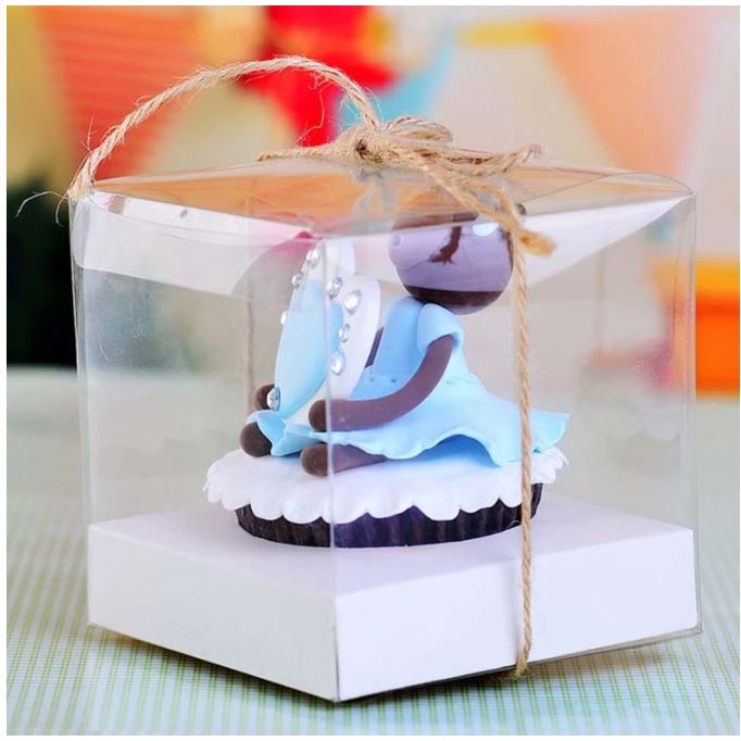 10pcs Transparent Acetate Cupcake Box PVC box with ribbon Insert for ...