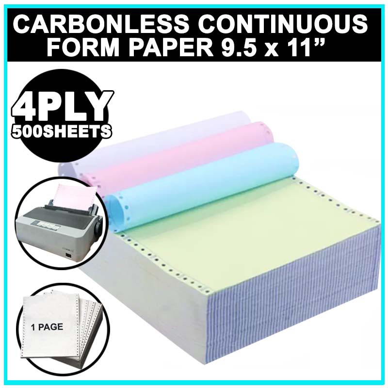 4 Ply Carbonless Continuous Form Paper 1 Whole 500 Sheets 9.5inch x ...