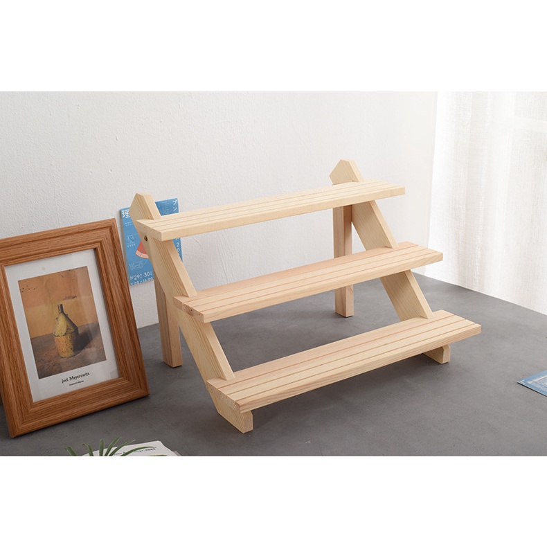 4-layer ladder display storage rack indoor and outdoor solid wood plant ...