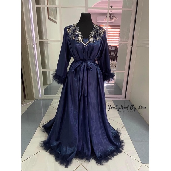 Bridal Robe Silk fabric with Raffles | Shopee Philippines