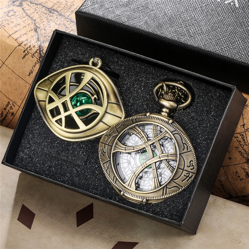 Bronze Vintage Doctor Strange Men's Analog Quartz Pocket Watch Necklace ...