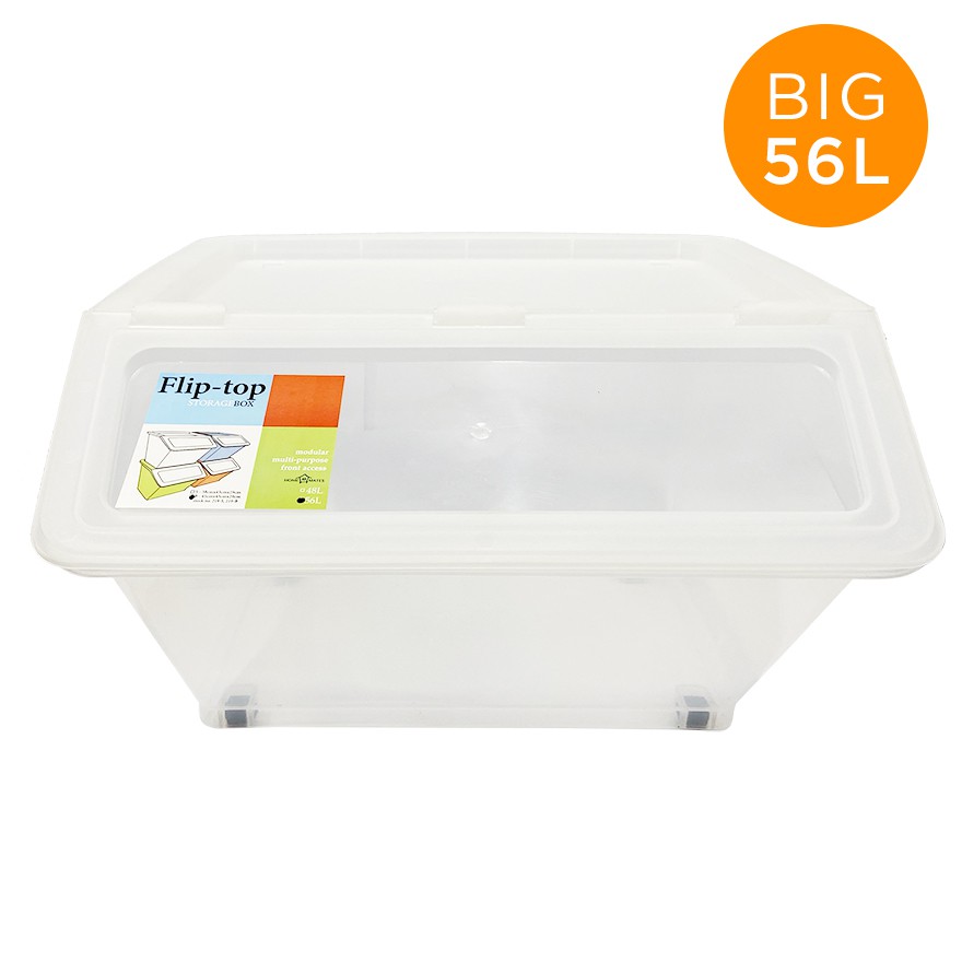 Flip Top Storage 56L CLEAR stackable storage box | Shopee Philippines