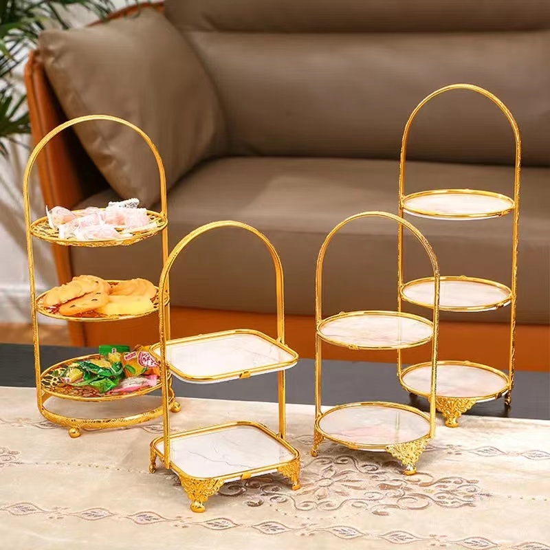 Fruit plate three-layer cake rack snack plate candy plate European ...