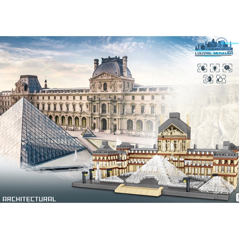 3377PCS Architecture The Louvre Museum Paris France Model Building ...