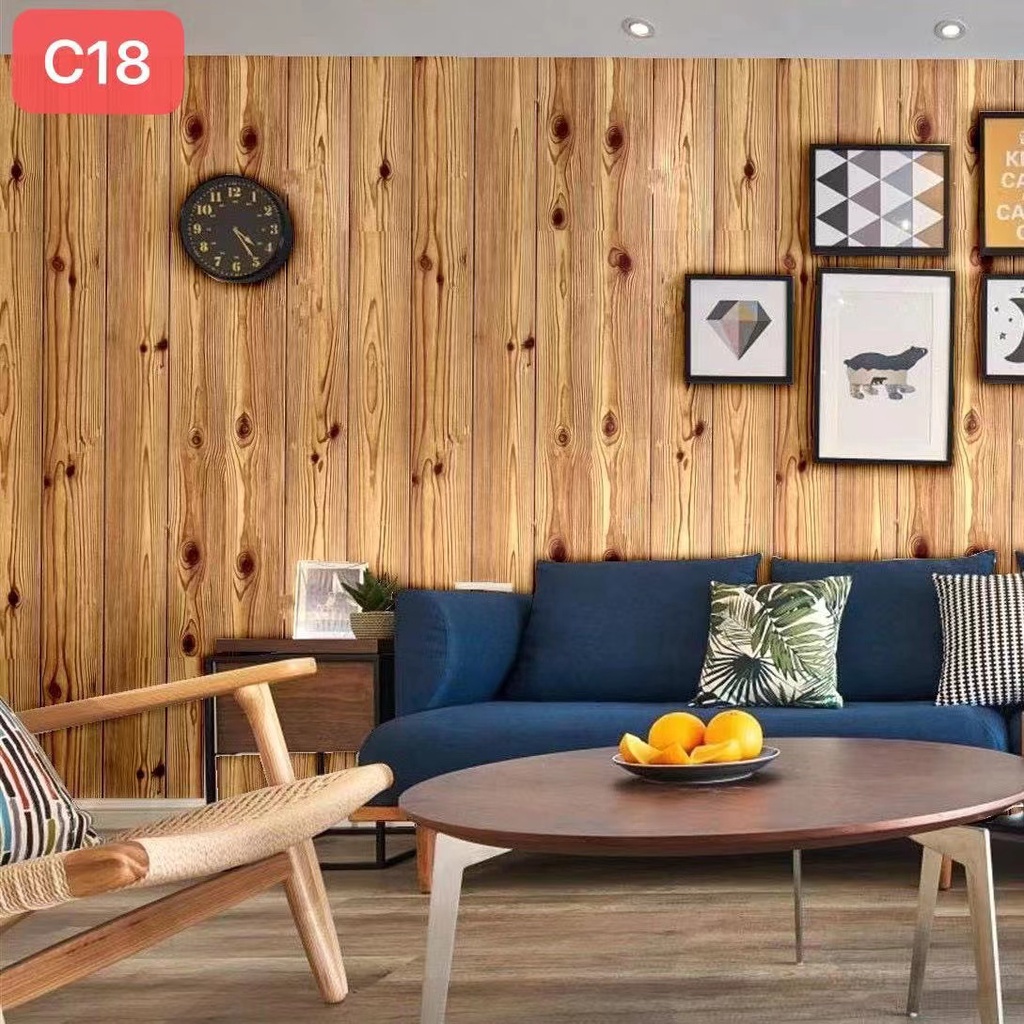 BHW Wallpaper Color Brown Wood Design Self Adhesive PVC Waterproof Wall ...