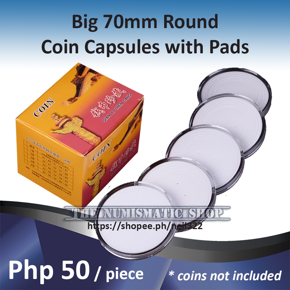 70mm Round Acrylic Coin Capsules for big coins with white adjustable ...