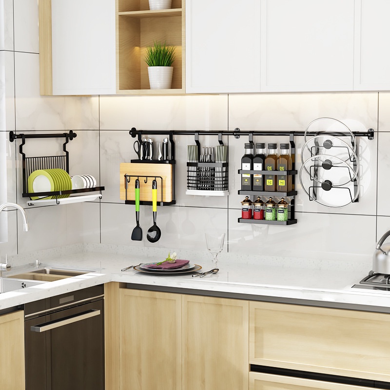 Kitchen Hanging Racks Stainless Steel Storage Hanger, Wall Mounted Rod ...
