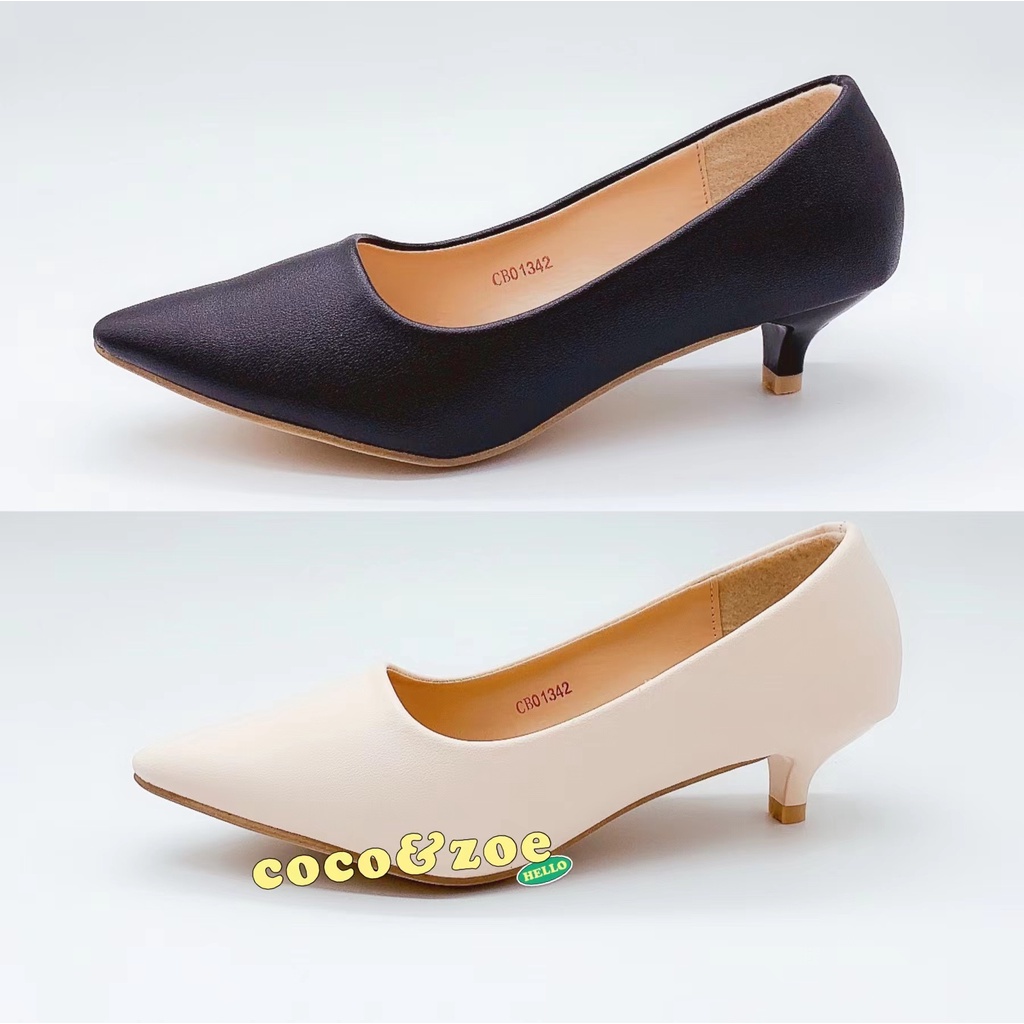 NOBLESSE Pointed Toe Black Office School Low Heel Shoes For Women ...