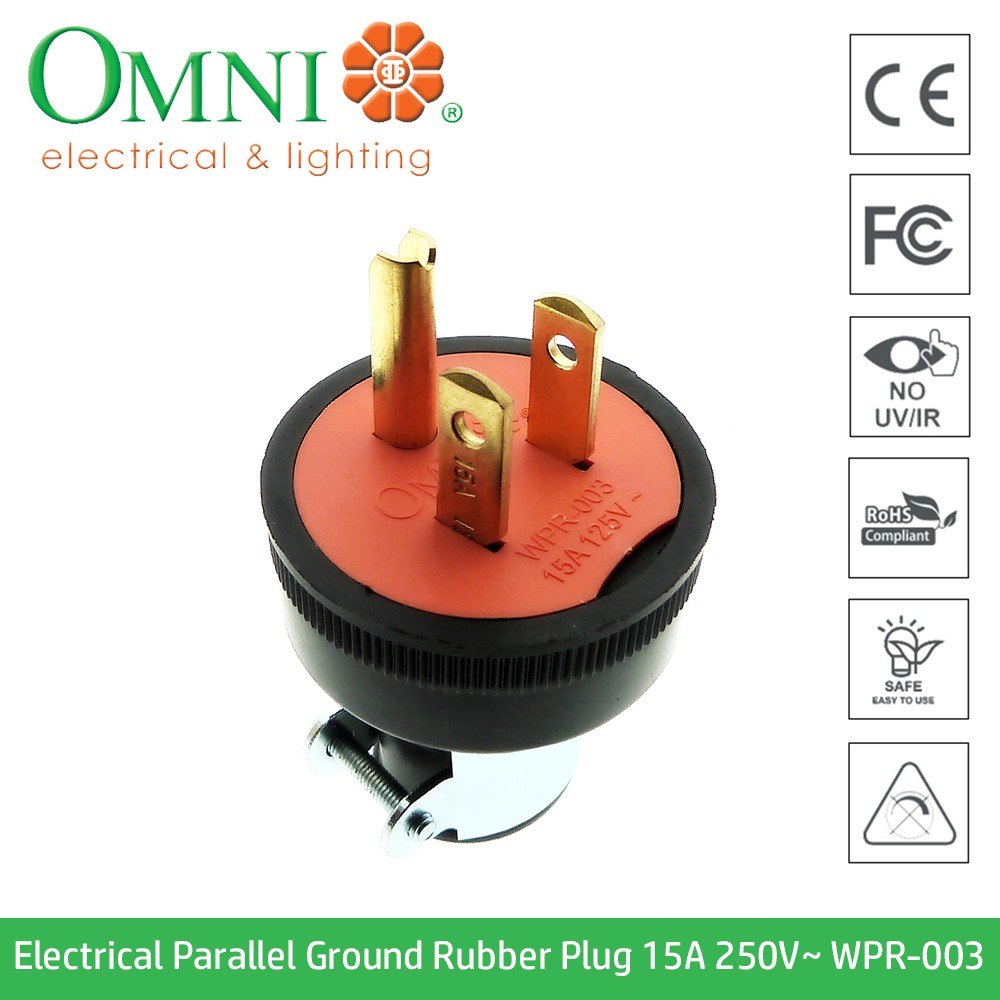 OMNI Electrical Parallel Ground Rubber Plug 15A 250V~ Model WPR-003 ...