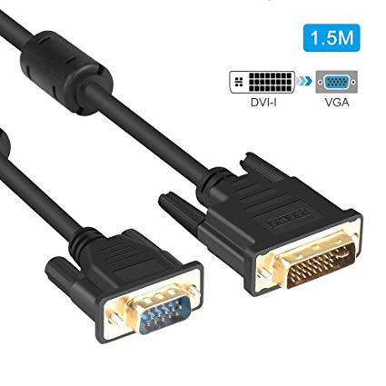 1.5 M DVI to VGA DVI-I Cable 24 + 5 VGA to DVI-I to VGA Video for HDTV ...